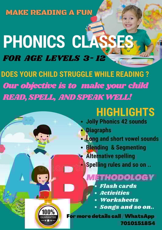 Phonics classes for Kids. After-school classes and Events.
