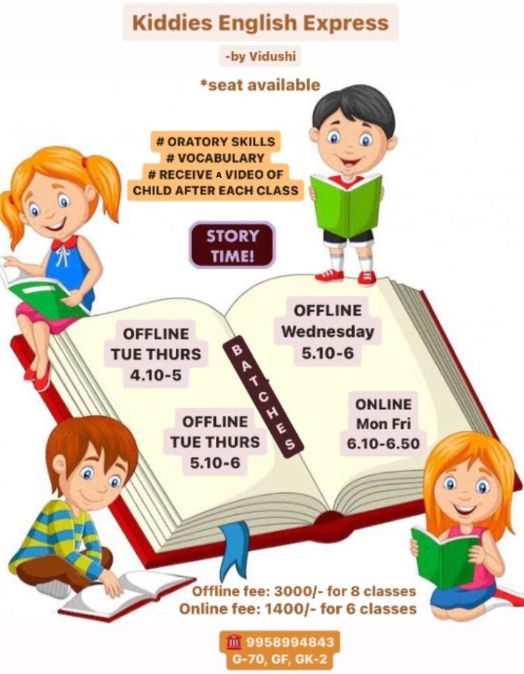 Explore Top English Speaking Classes for kids in & around Pamposh Enclave
