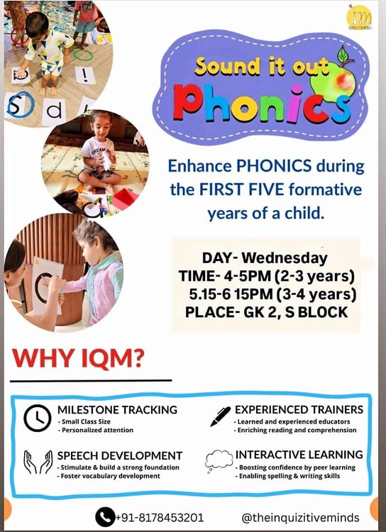 Phonics classes for Kids. After-school classes and Events.