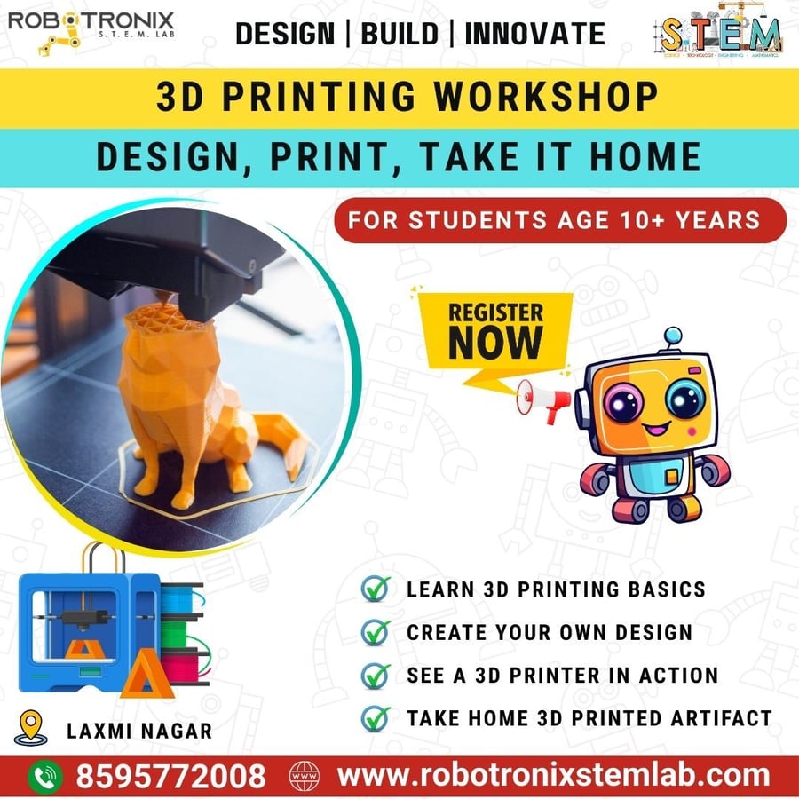Robotronix Stem Lab and Holy Trinity School-3D Printing Workshop in Madhu Vihar