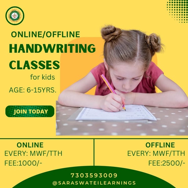 Saraswatei Learnings-Handwriting Classes for kids in Online