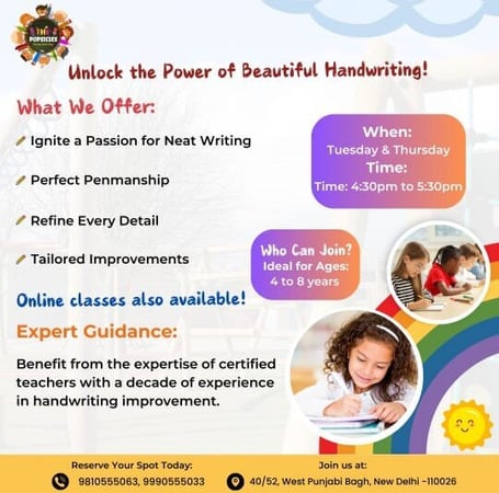 Handwriting classes for Kids. After-school classes and Events.