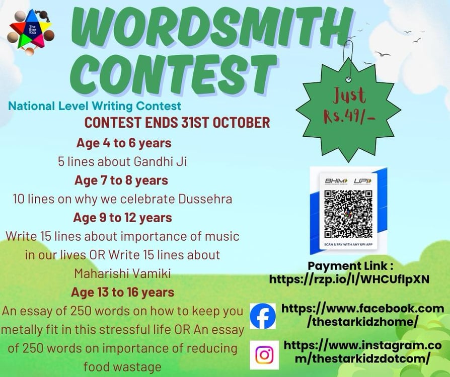 The Star kidz-National Level Writing Contest for kids in Online